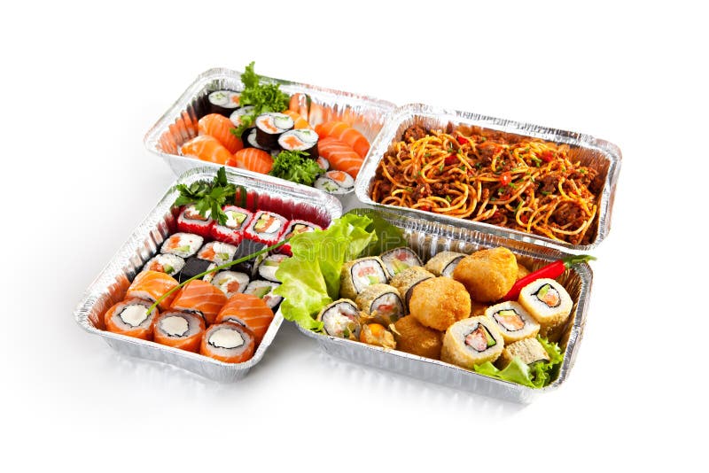 Spaghetti and Sushi Fish with Olive Oil Stock Image - Image of dinner ...