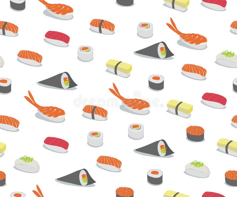 Seamless Japanese Food Pattern Stock Vector - Illustration of japan ...