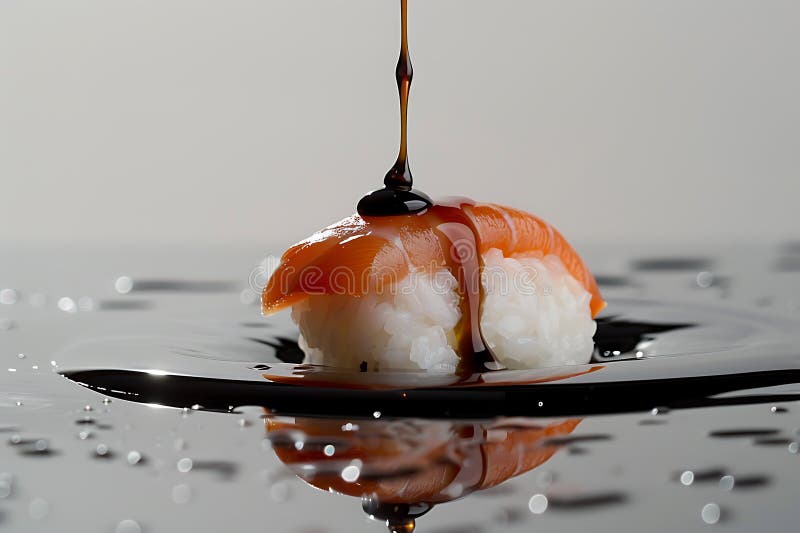 Sushi Piece on Spoon Floating in Water Stock Image - Image of floating ...