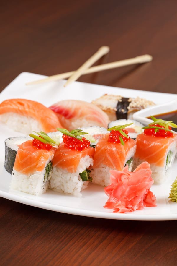 Sushi on the plate stock photo. Image of fish, rice, gourmet - 22377644