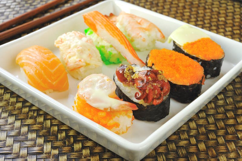 Plate of Decrative Sashimi in the Forms of Flowers Stock Image - Image ...