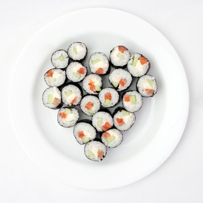 Sushi on a Plate in the Shape of Heart Stock Image - Image of gourmet ...