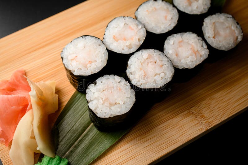 Sushi Presentation with Ginger and Wasabi Stock Photo - Image of black ...