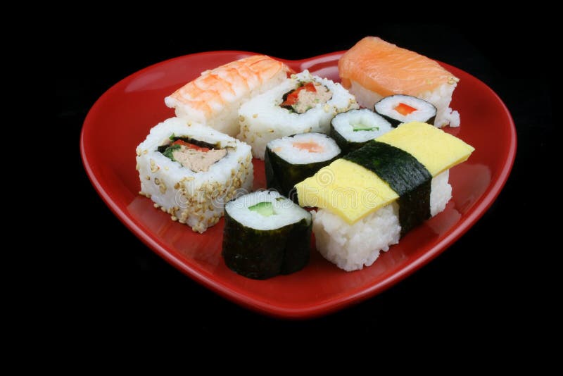 Sushi On A Red Background Picture. Image: 8573361