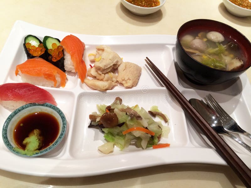 Sushi and rice balls stock photo. Image of seafood, appetizer - 64671734