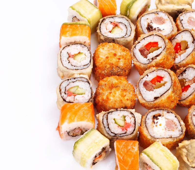 Sushi Roll Big Set with Different Components Stock Image - Image of ...