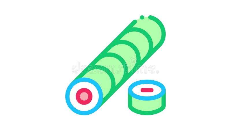Sushi Roll Cooking Icon Animation Stock Video - Video of traditional ...