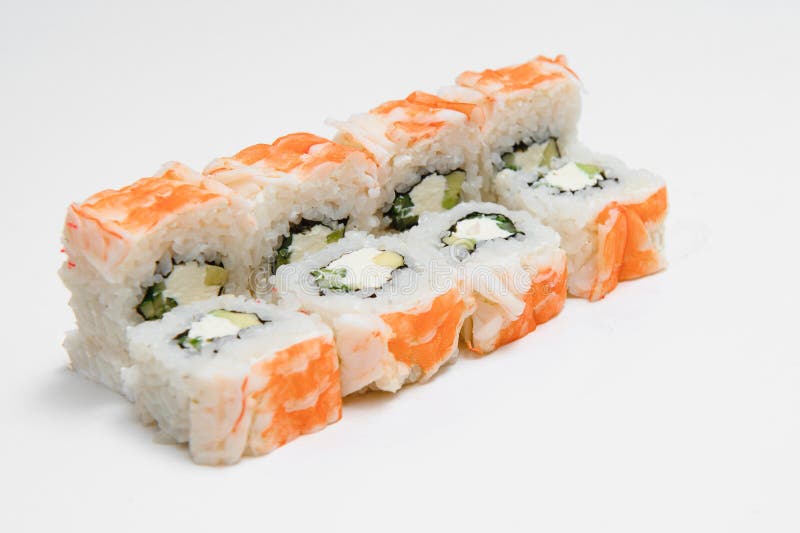 Sushi Roll, Isolated on White Stock Photo - Image of white, healthy ...