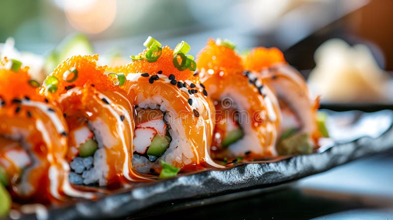 Sushi Roll Japanese Food Style - Soft Focus Effect Picture. Stock Photo ...
