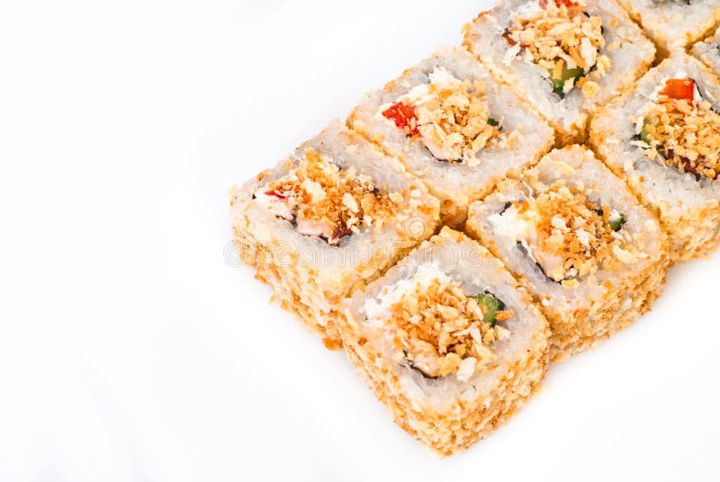 Sushi roll over white stock image. Image of seafood, serving - 29678119