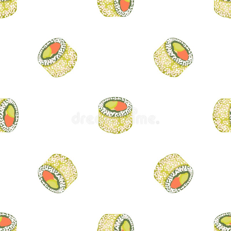 Sushi Roll Pattern Seamless Vector Stock Vector - Illustration of ...