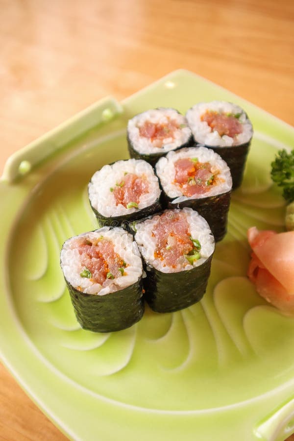 Sushi Roll on Restaurant Table Stock Image - Image of tuna, traditional ...