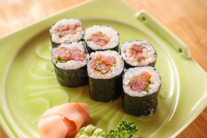 Sushi Roll on Restaurant Table Stock Photo - Image of culture, healthy ...
