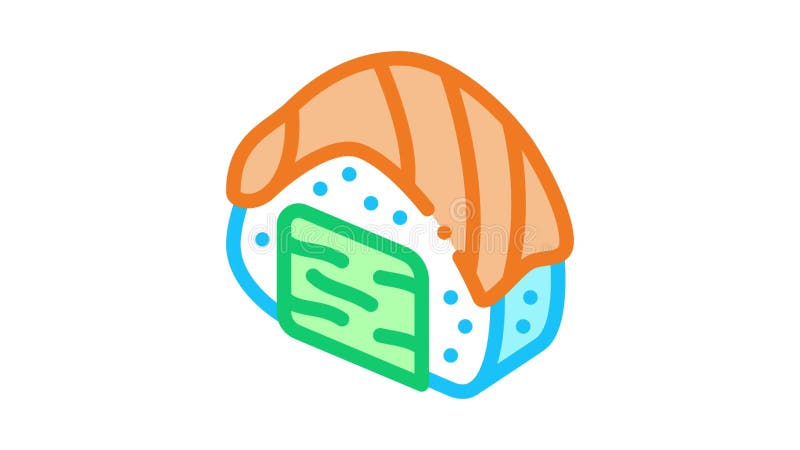 Sushi Roll with Salmon Icon Animation Stock Video - Video of caviar ...
