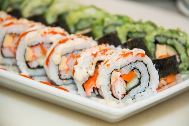 Sushi roll stock image. Image of gourmet, roll, oriental - 52398309