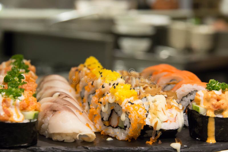 Sushi and Roll Set Menu Traditional Stock Photo - Image of nigiri ...