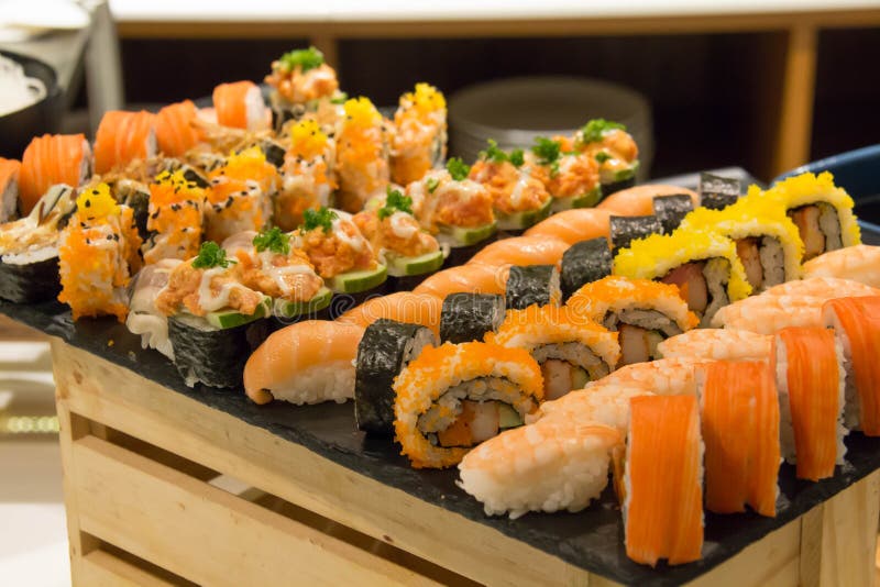 Sushi and Roll Set Menu Traditional Stock Image - Image of fresh, maki ...