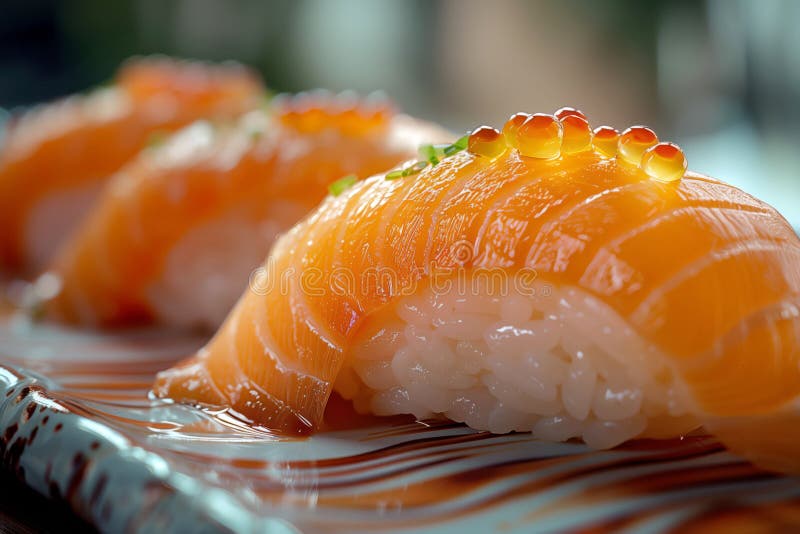 A Sushi Roll Symphony Salmon Tunes with Roe Highlights, Menu Restaurant ...