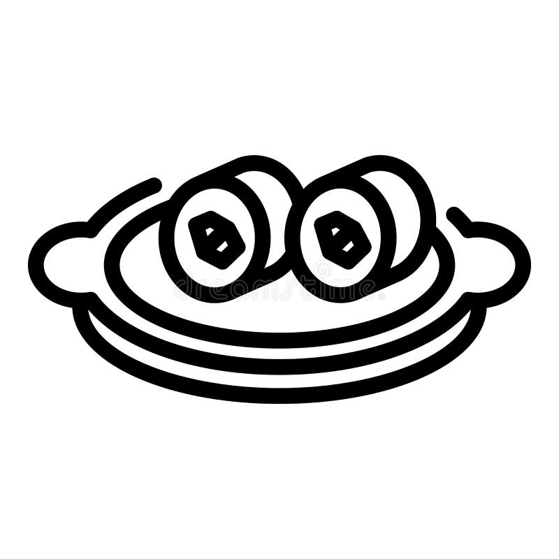 Sushi Rolls Icon, Outline Style Stock Vector - Illustration of salmon ...