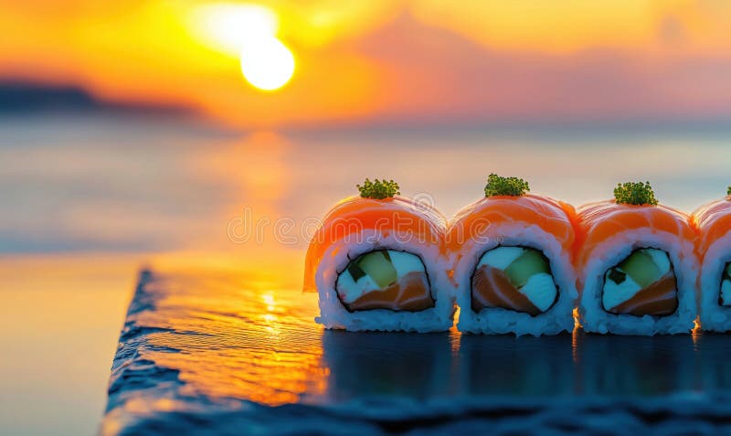 Delicious Sushi Sunset Beach Stock Photos - Free & Royalty-Free Stock ...