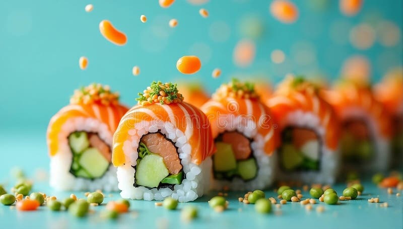 Sushi Rolls in a Serial Dynamic Motion Sho Stock Illustration ...