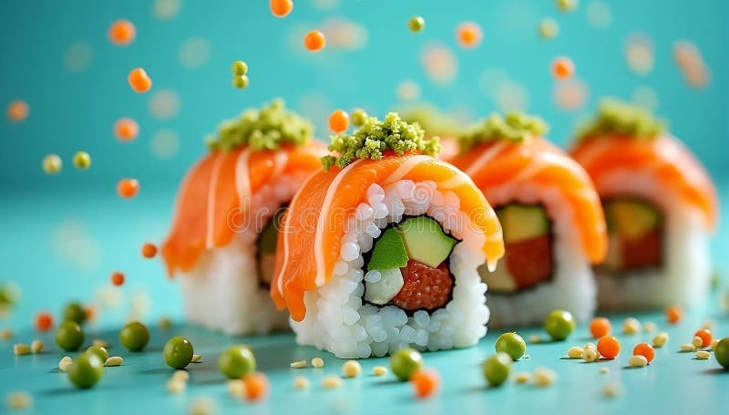 Sushi Rolls in a Serial Dynamic Motion Sho Stock Illustration ...