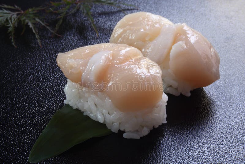 Sushi scallop stock image. Image of prepared, black, diet - 60163669