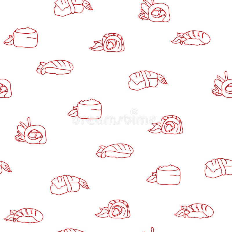 Sushi Seamless Pattern, Vector Illustration. Stock Vector - Illustration of background ...