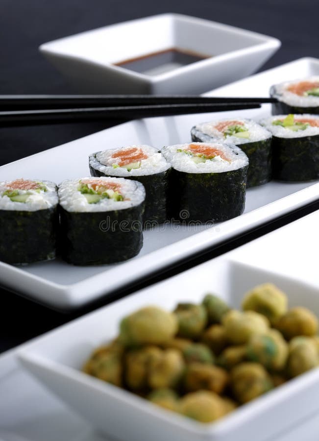 Sushi served on plate stock image. Image of meal, dinner - 11567909