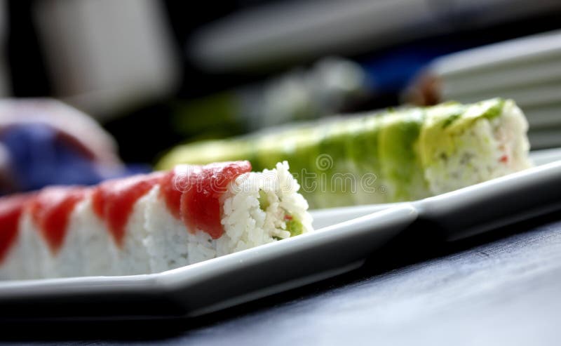 Sushi served on plate stock image. Image of stick, dish - 11567995