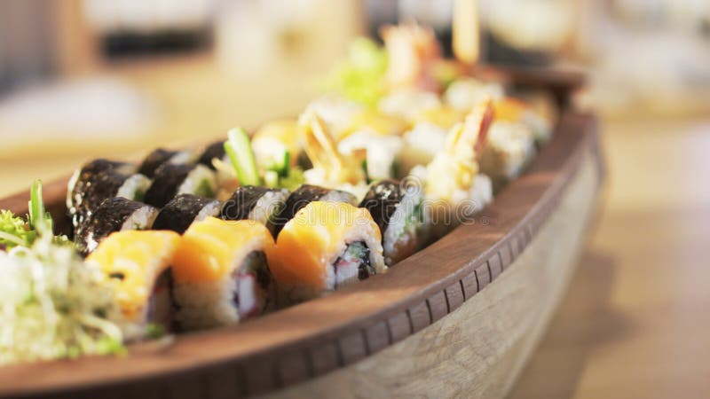Sushi Serving on a Table stock footage. Video of traditional - 84187696