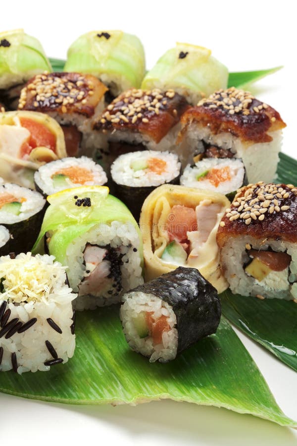 Sushi Set stock image. Image of healthy, japan, leaf - 12134633