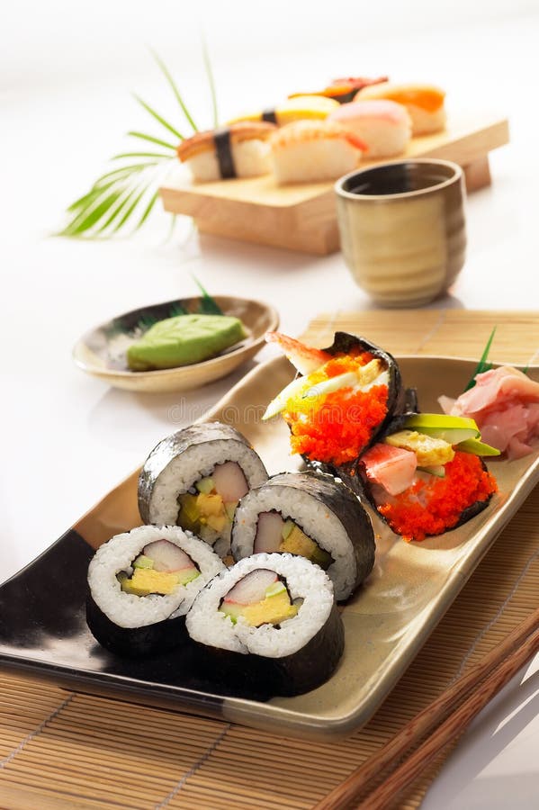 Sushi set stock image. Image of slice, board, japanese - 14392269