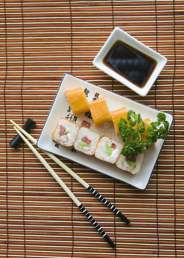 Sushi set stock photo. Image of sauce, wasabi, chopsticks - 3455906