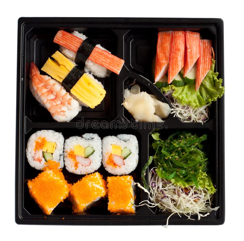 Sushi set in black box stock image. Image of fish, seafood - 21501123