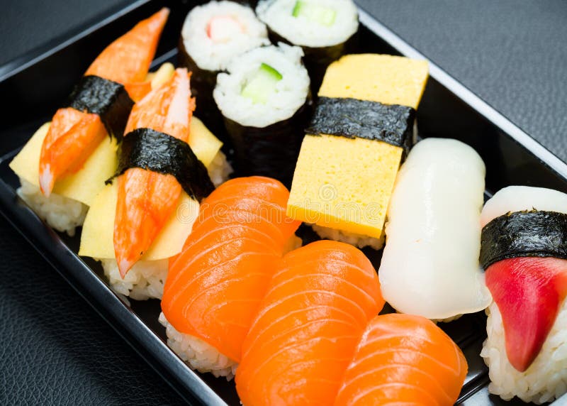 Sushi set in box stock photo. Image of delicious, health - 46616170