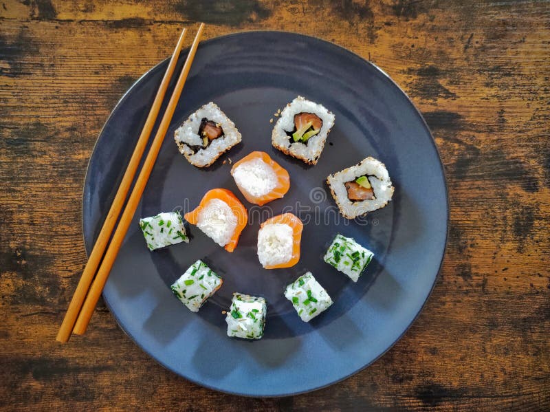 Of Sushi Set with Different Types of Maki Rolls Stock Image - Image of ...