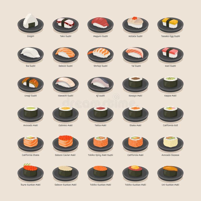 Sushi set stock vector. Illustration of oshinko, japan - 54421859