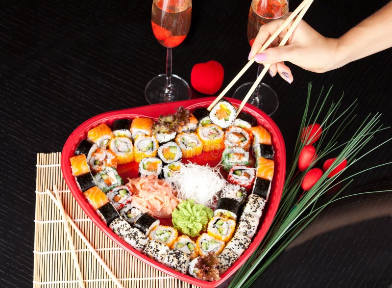 Sushi Set. stock photo. Image of food, heart, moreprodukty - 36560572