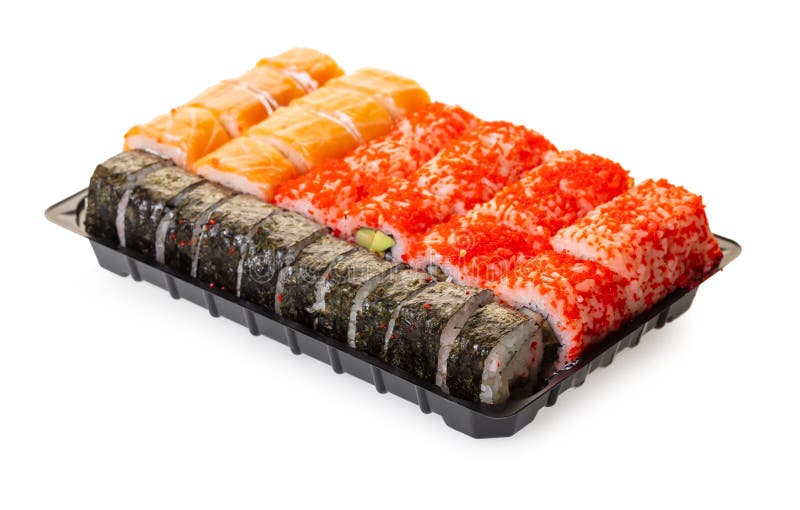 Sushi In The Package Closeup Top View Shot Stock Image - Image of ...