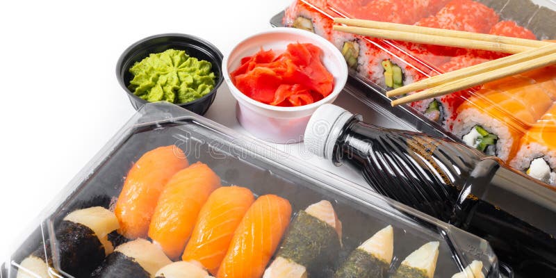 Sushi set in a package stock photo. Image of away, dieting - 145455688