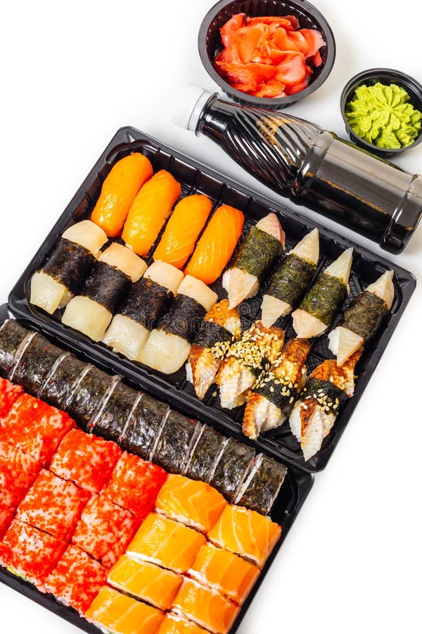 Sushi set in a package stock photo. Image of away, dieting - 145455688