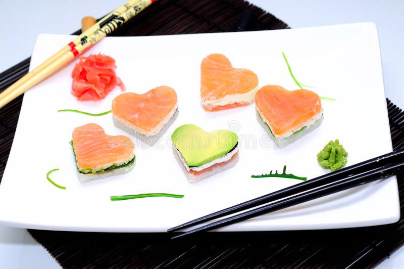 Sushi in the Shape of a Heart Valentine S Day Stock Photo - Image of ...