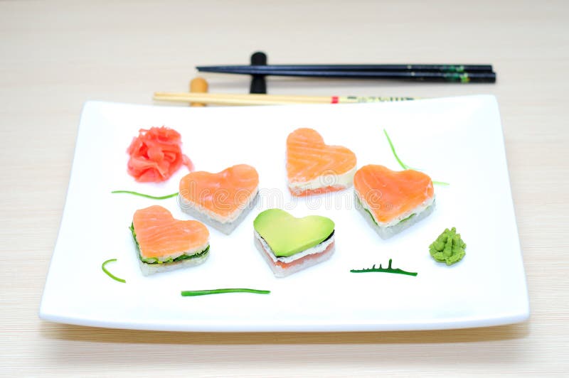 Sushi in the Shape of a Heart Valentine S Day Stock Image - Image of ...