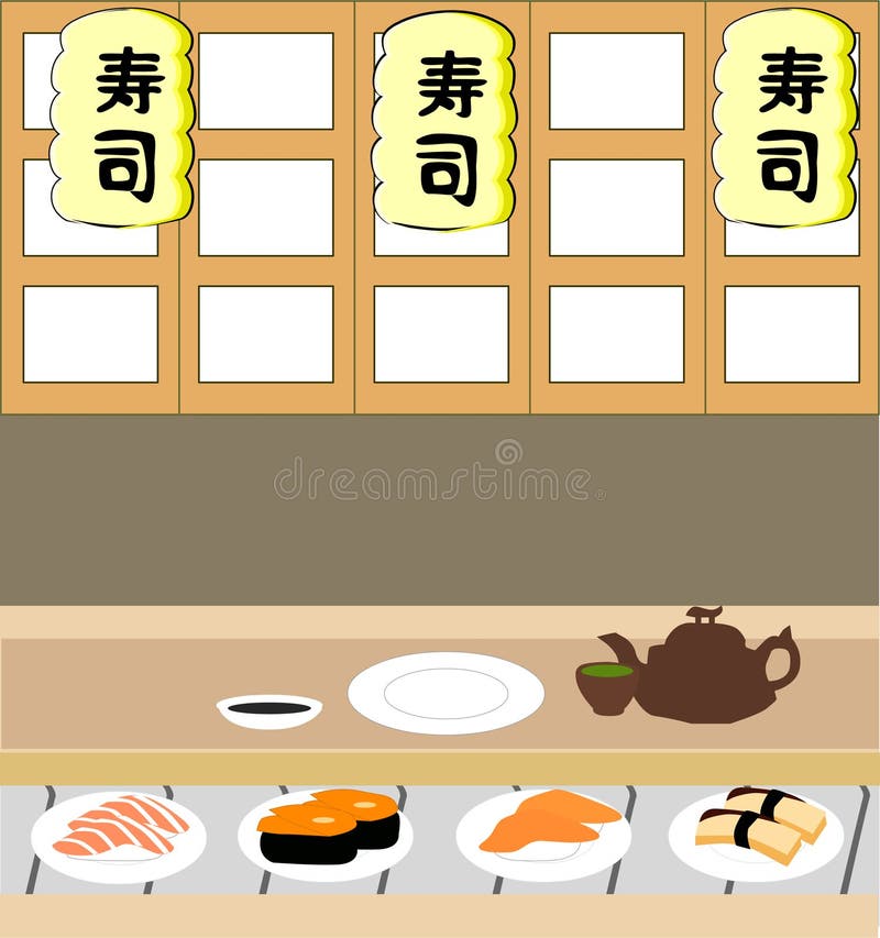 Sushi shop stock vector. Illustration of japanese, food - 3990688