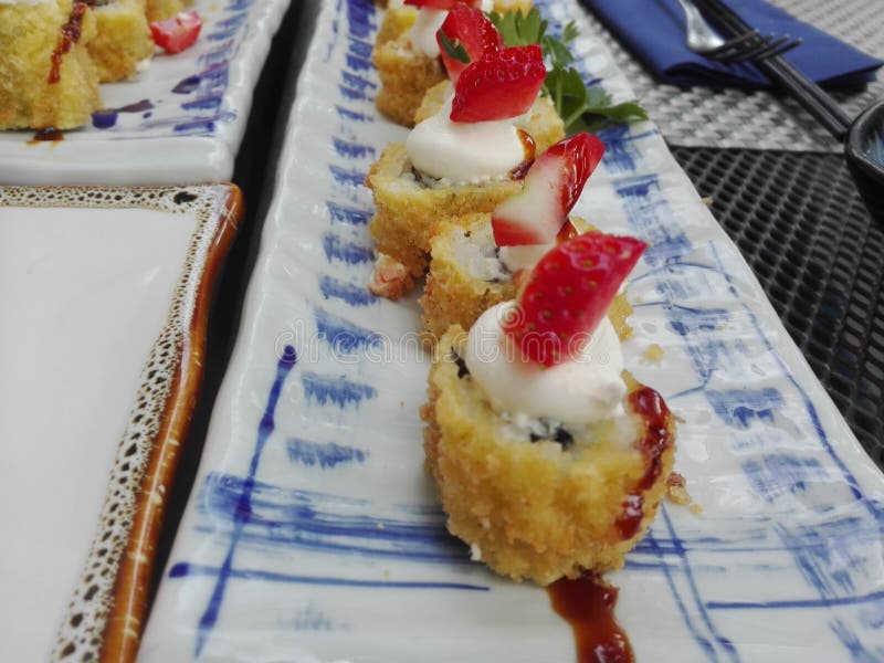 Sushi Strawberries Fried Good Two Stock Photo - Image of strawberries ...