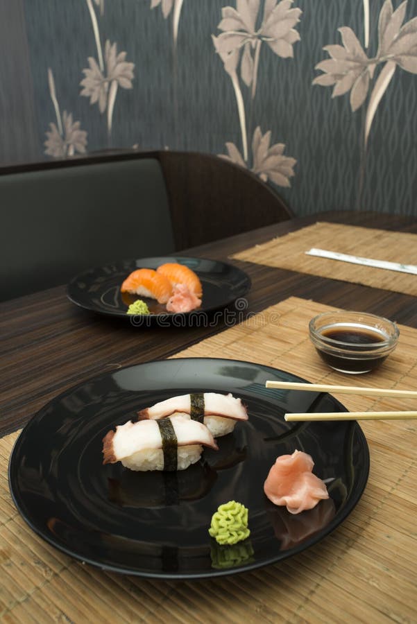 Sushi in sushi bar stock image. Image of japanese, assortment - 34490819