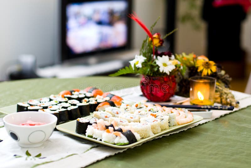 Sushi table stock image. Image of selection, table, fish - 14296819