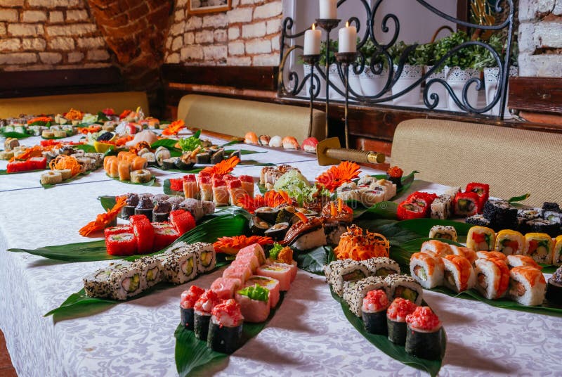 Sushi Table stock photo. Image of gourmet, maki, food - 66739528