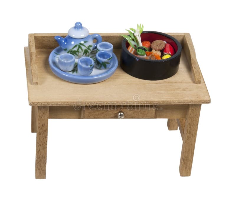 Sushi and Tea on a Side Table Stock Image - Image of sashimi, japanese ...